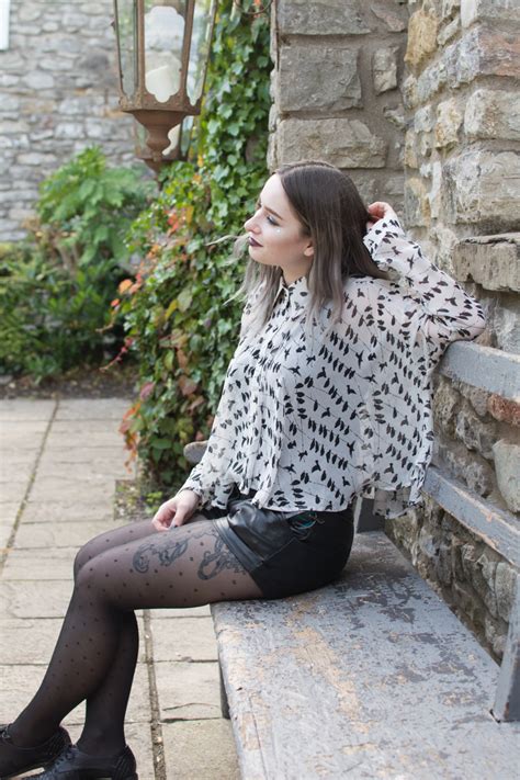 Polka Dot Tights Monochrome Pattern Outfit 7 Tessa Holly