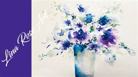 Violet Flowers Watercolor Painting Youtube
