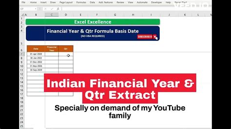 Financial Year And Quarter Formula In Ms Excel Exceltips Exceltutorial Financialyear Youtube