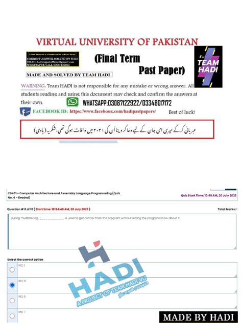 Cs401 Final Term File 13 Solved By Team Hadi Pdf