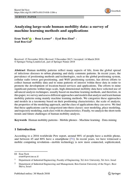 Analyzing Large Scale Human Mobility Dat Pdf Statistical Classification Data