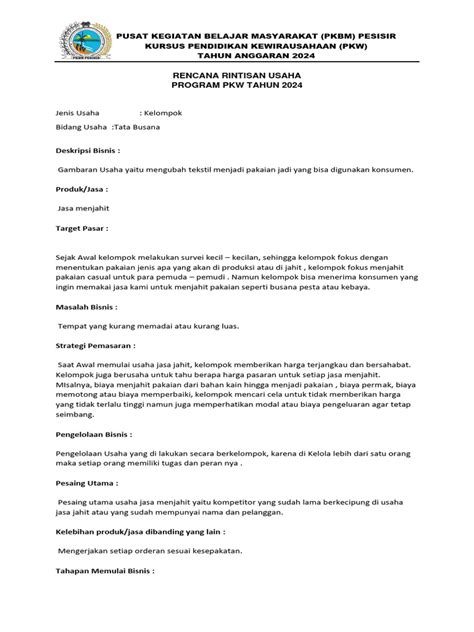 Simple Business Plan 2024 Pdf Bisnis