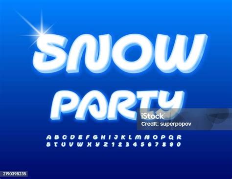 벡터 재미 전단지 스노우 파티 현대 고유 알파벳 문자와 숫자 세트 겨울에 대한 스톡 벡터 아트 및 기타 이미지 겨울 계절 공휴일 Istock