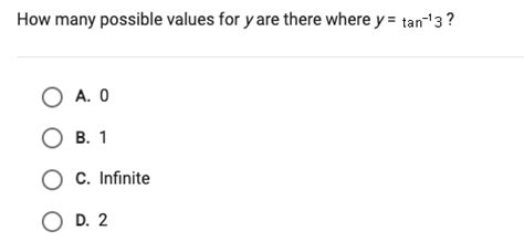 Solved How Many Possible Values For Y Are There Where Chegg