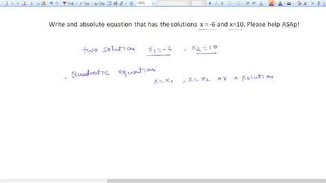 Solved Write An Absolute Equation That Has The Solutions X 6 And X