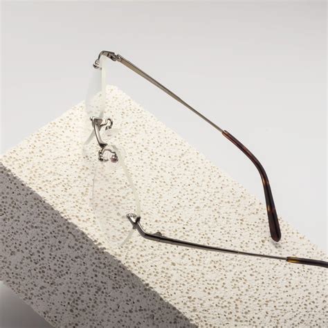 Gunmetal Retro Vintage Square Rimless Eyeglasses Leslie