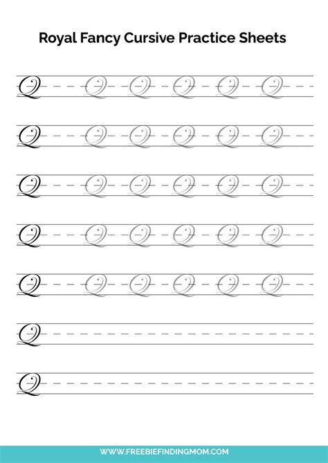 Printable Cursive Alphabet Practice Sheets Royal Fancy Capital Q