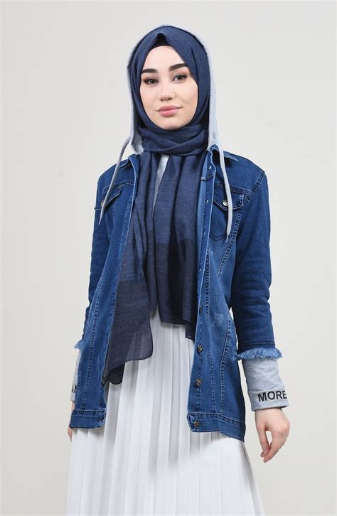 جاكيت جينز بقبعة كحلي 7001 01 Sefamerve