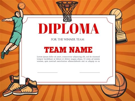 Premium Vector Diploma For The Winner In Basketball Competition