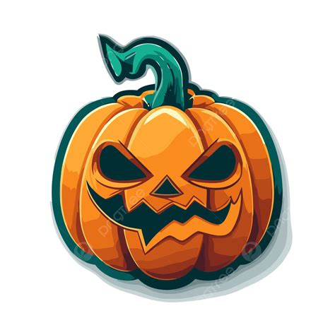 Halloween Pumpkin Design In The Form Of A Sticker Vector Clipart