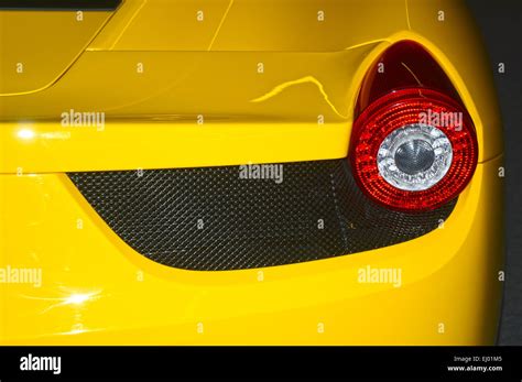 Taillights Yellow Sports Car Stock Photo Alamy