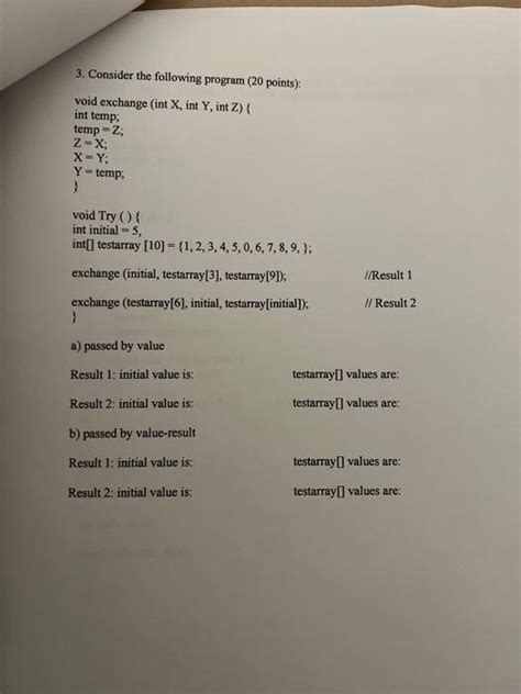 Solved 3 Consider The Following Program 20 Points Void