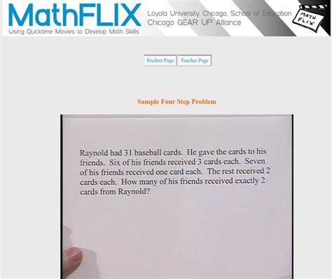 Math Flix Four Step Problem Sample Instructional Video For 3rd 8th
