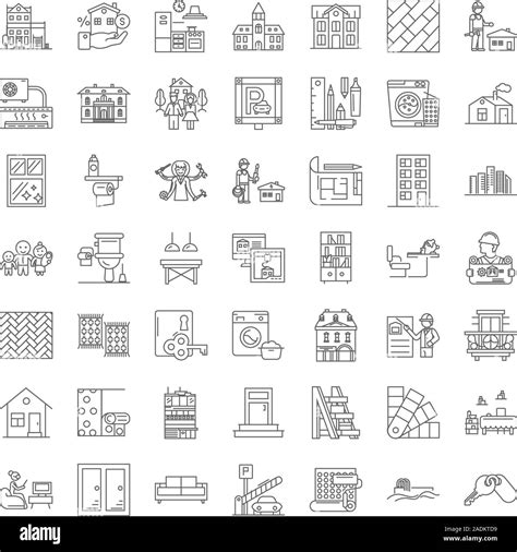 Real Estate Linear Icons Signs Symbols Vector Line Illustration Set