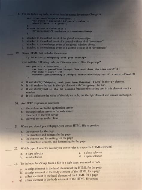 Solved For The Following Code An Event Handler Named Chegg