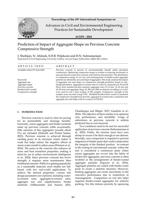 Pdf Prediction Of Impact Of Aggregate Shape On Pervious Concrete