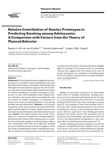 Pdf Relative Contribution Of Smoker Prototypes In Predicting Smoking