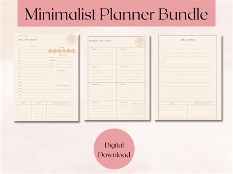 Monthly Weekly Daily Planner Printable Planner Productivity Planner