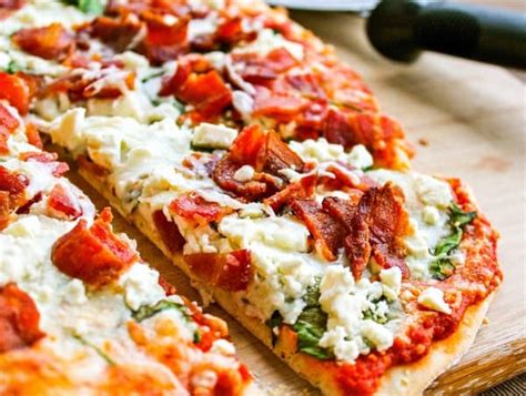 Spinach Bacon And Feta Pizza With Sun Dried Tomato Sauce The Food