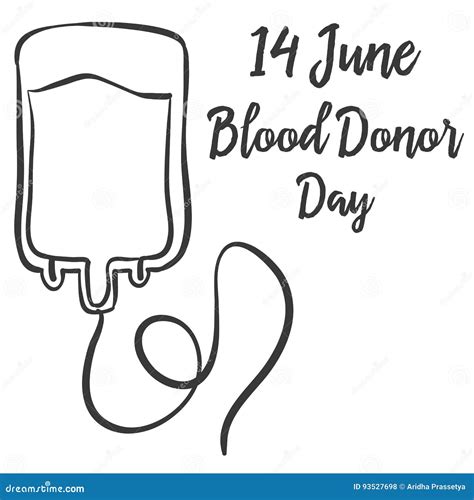 Collection Blood Donor Day Hand Draw Style Stock Vector Illustration
