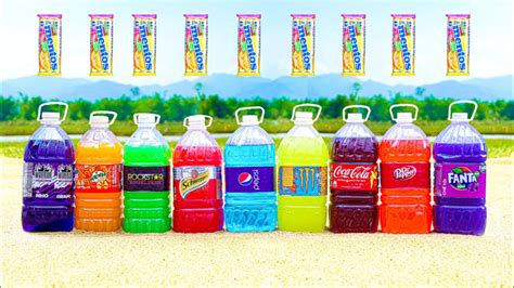 چالش نوشابه نوشابه گازدار آزمایش نوشابه های رنگی