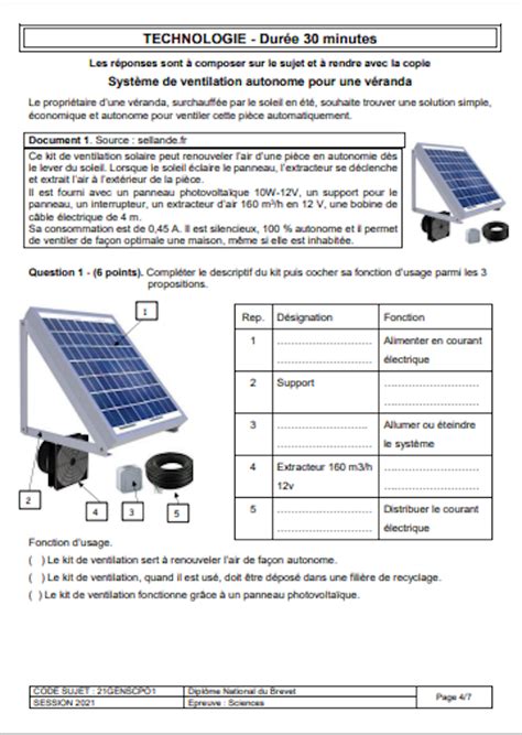Sujets Dnb S Rie Pro G N Rale Technologie Et Sciences Pour L