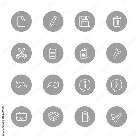 line web icon set on gray circle for web design user interface ui
