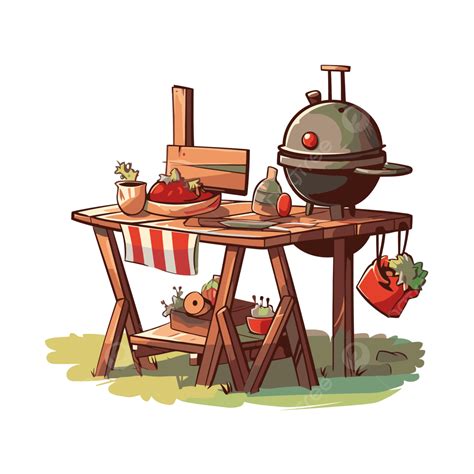 裏庭バーベキュークリップアートバーベキューイラストフラットイラスト野菜グリル漫画のセット ベクターイラスト画像とpngフリー素材透過の無料