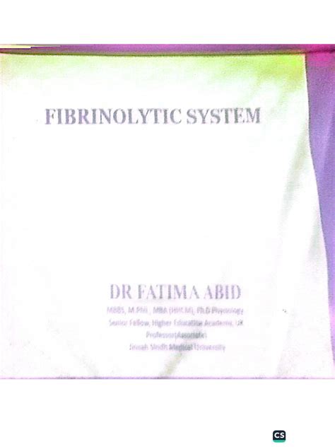 Fibrinolytic System Pdf