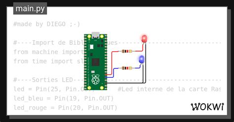 Raspberry Pi Pico - LED Clignotement - Wokwi ESP32, STM32, Arduino Simulator