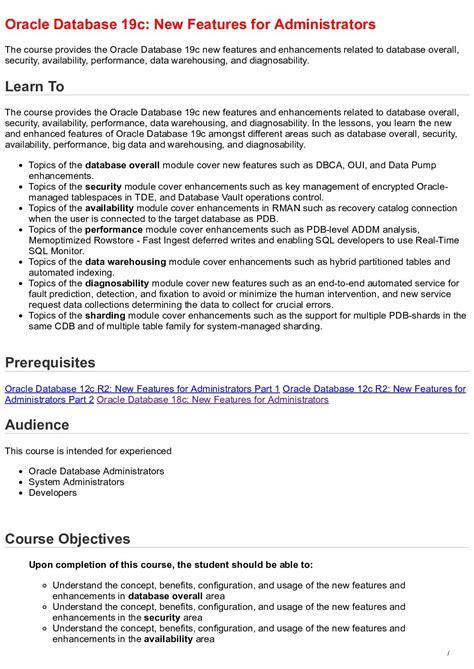 oracle database 19c new features for administrators oracle