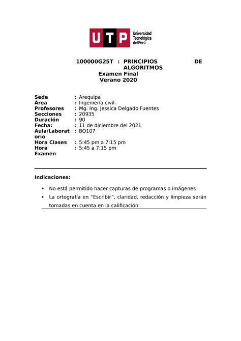 Examen Final Principios De Algoritmos 20935 1 100000g25t Principios