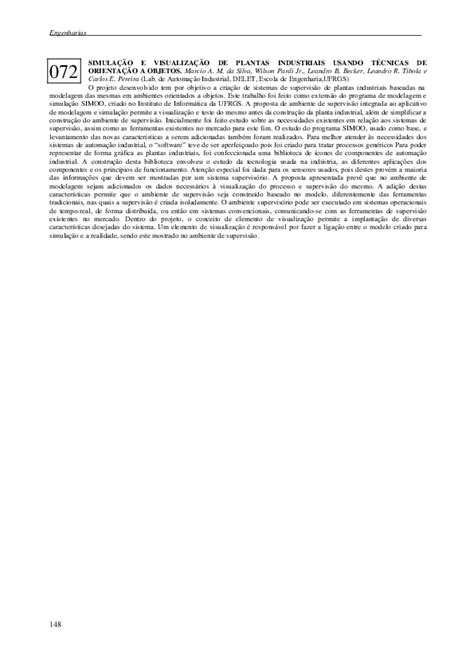 Pdf Simulação E Visualização De Plantas Industriais Usando Técnicas