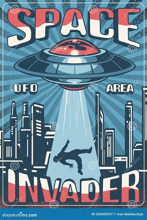 Space Invader Vintage Colorful Flyer Stock Vector Illustration Of