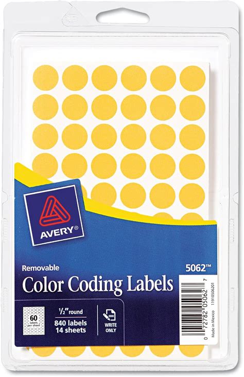 Avery 05062 Handwrite Only Removable Round Color Coding