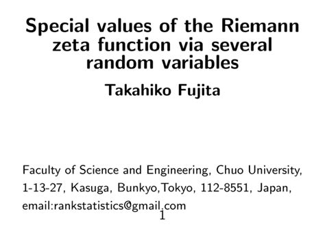 Special Values Of The Riemann Zeta Function Via Several Random