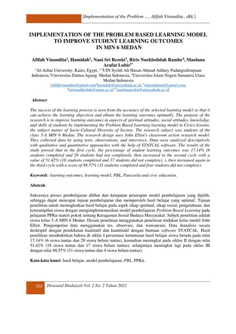pdf implementation of the problem based learning model to improve
