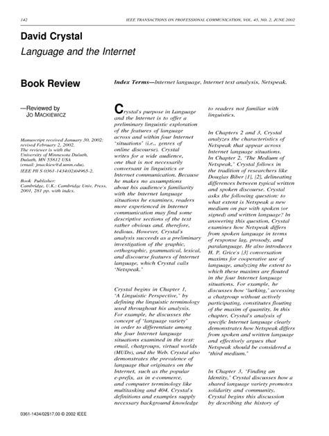 Language And The Internet Ieee Journals And Magazine Ieee Xplore