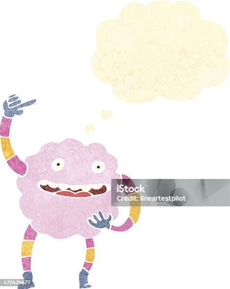 Funny Retro Cartoon Cloud Monster Stock Illustration Download Image