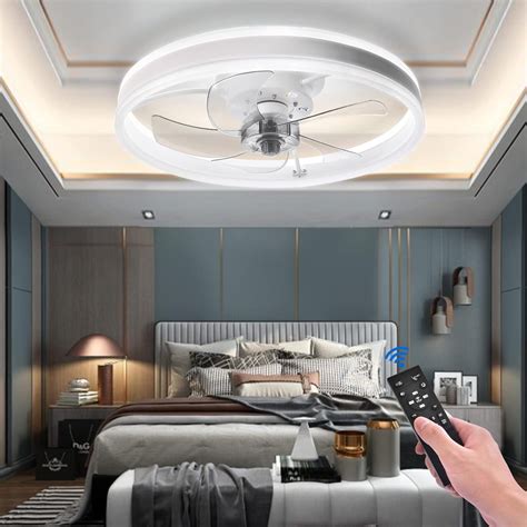 Datingday Inch Ceiling Fan With Light Silver Modern Ceiling Fan Light Remote Control LED