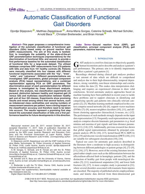 Pdf Automatic Classification Of Functional Gait Disorders