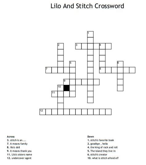 Lilo And Stitch Crossword Word Search Puzzles Lilo And Stitch
