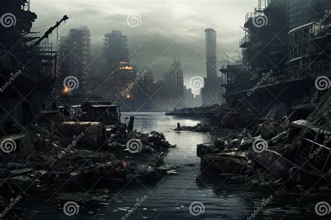 забытый Cityscape дистопный путь генеративный помощник Иллюстрация