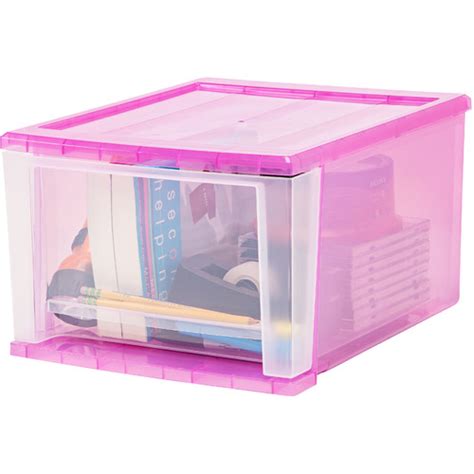 Iris 17 Quart Stacking Drawer 4 Pack In Pink