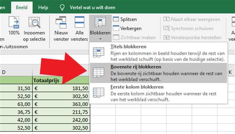 Rij Vastzetten In Excel Handleiding Excel