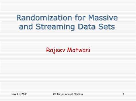 Ppt Randomization For Massive And Streaming Data Sets Powerpoint Presentation Id3577138