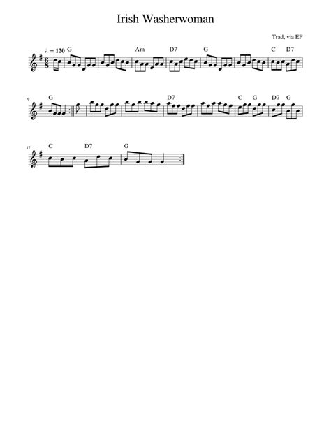 Traditional Music Irish Washerwoman Sheet Music For Piano Solo