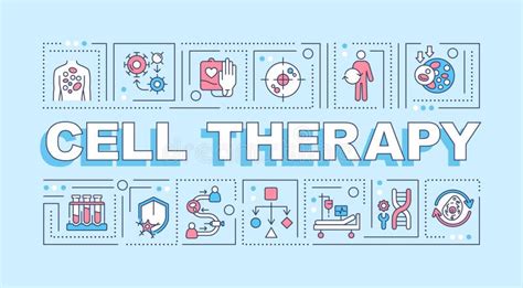 2d cell therapy text with creative thin line icons stock illustration