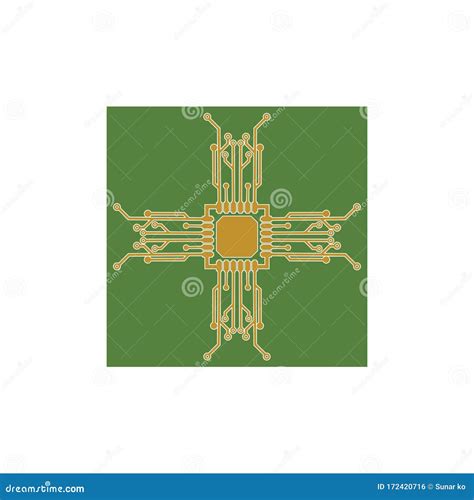 Flat Microelectronics Circuits Circuit Board Vector Green Background