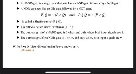 Solved A NAND Gate Is A Single Gate That Acts Like An Chegg Com